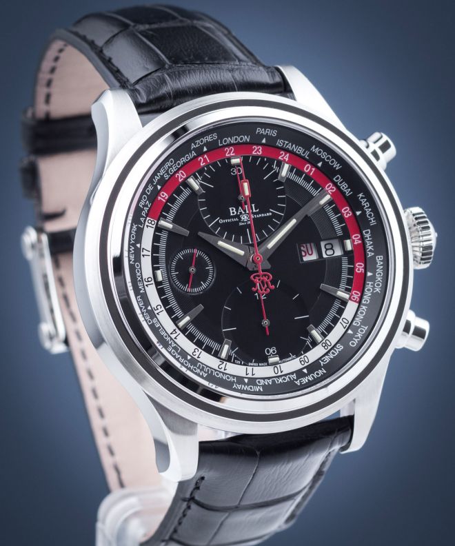Ball CM2052D-LL1J-BKRD - Zegarek Trainmaster Worldtimer Chronograph ...